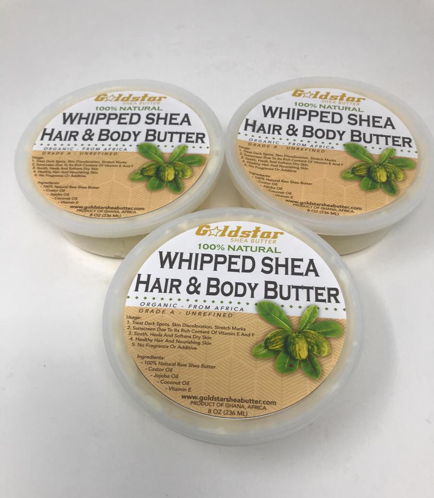 GIFT PACK (Three 8OZ ) Whipped Shea Butter (total 24 OZ) with Castor ...